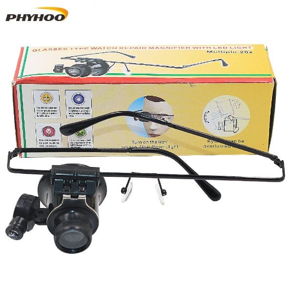 LED Eyeglass Type Wearable Monocle 20x Magnifier – Tooltos Jewelry Tools